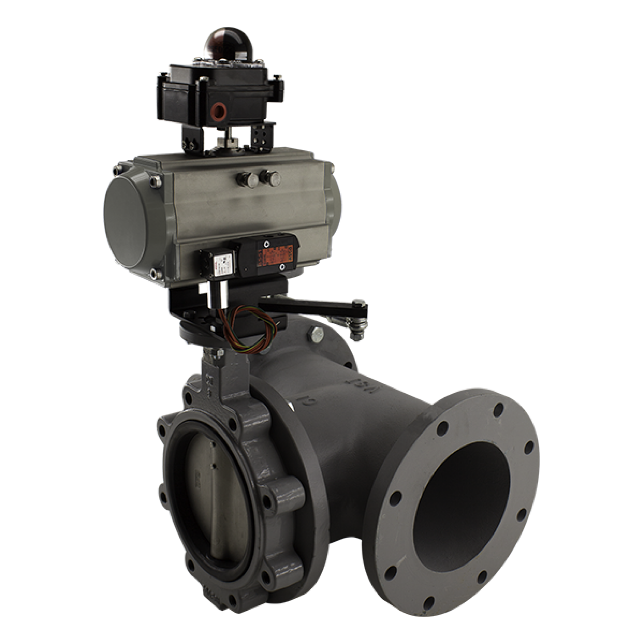 100 PSI 3 Way Butterfly Valve with Spring Return Actuator