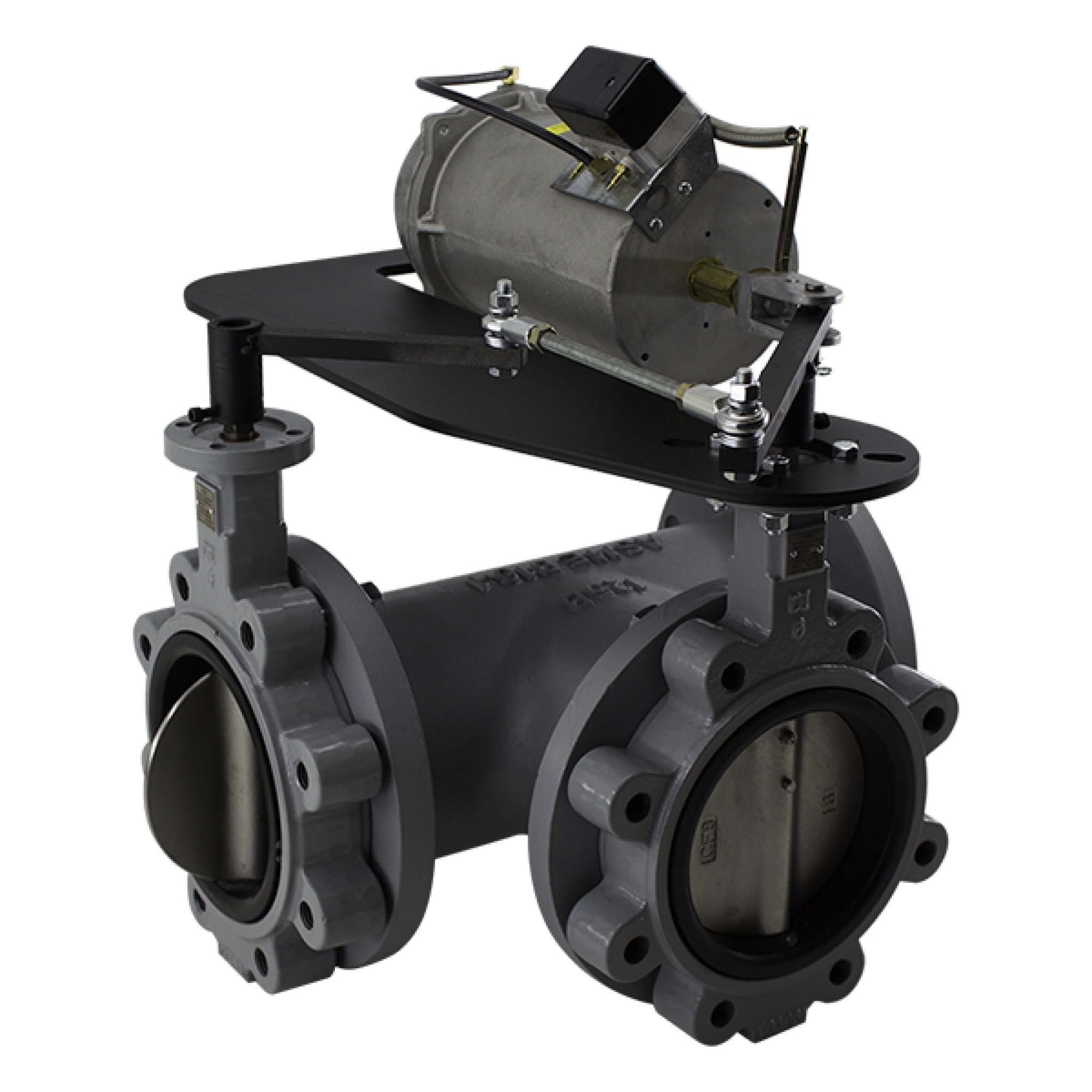100 PSI 3 Way Butterfly Valve with Series L 2 Position Actuator